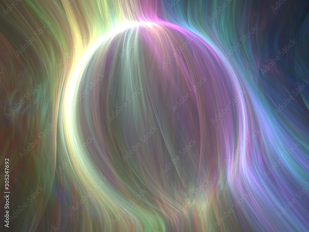 Abstract Spherical Shape 3D Illustration - Colorful gradients of light ...
