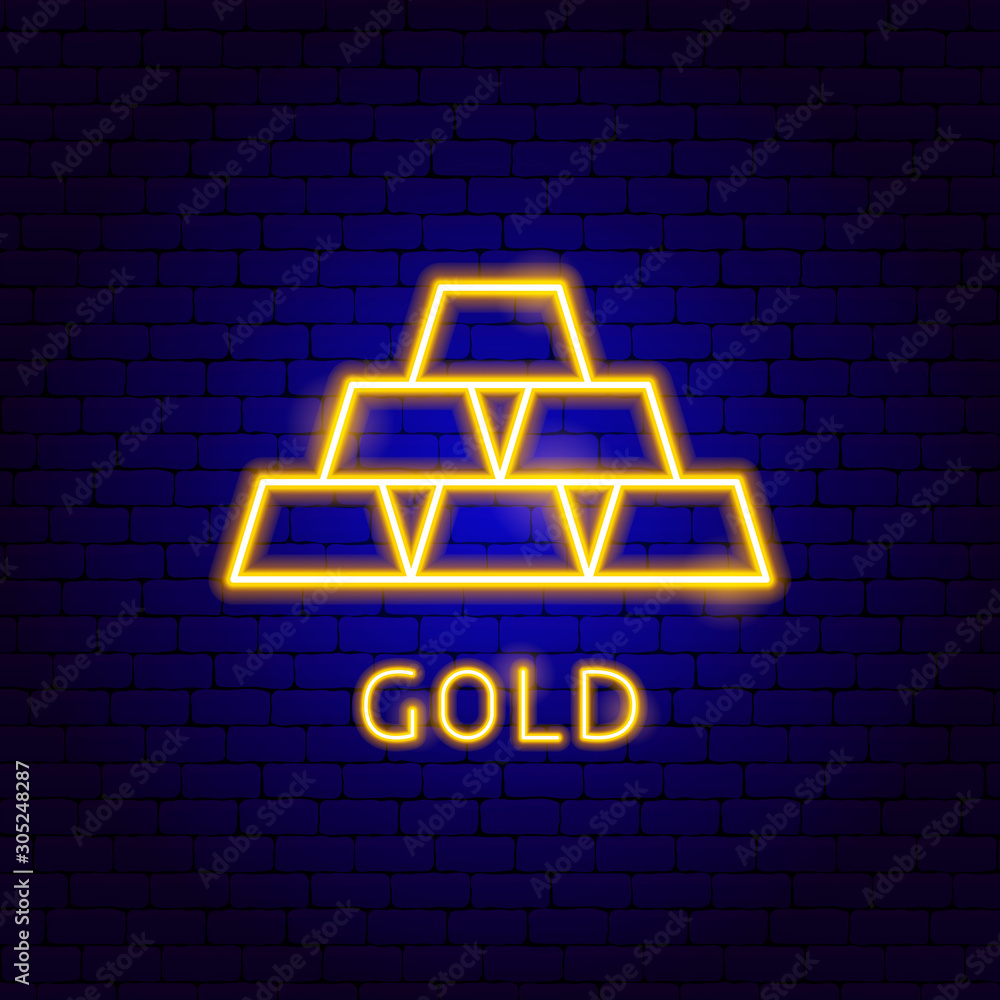 Gold Neon Label Stock Vector | Adobe Stock