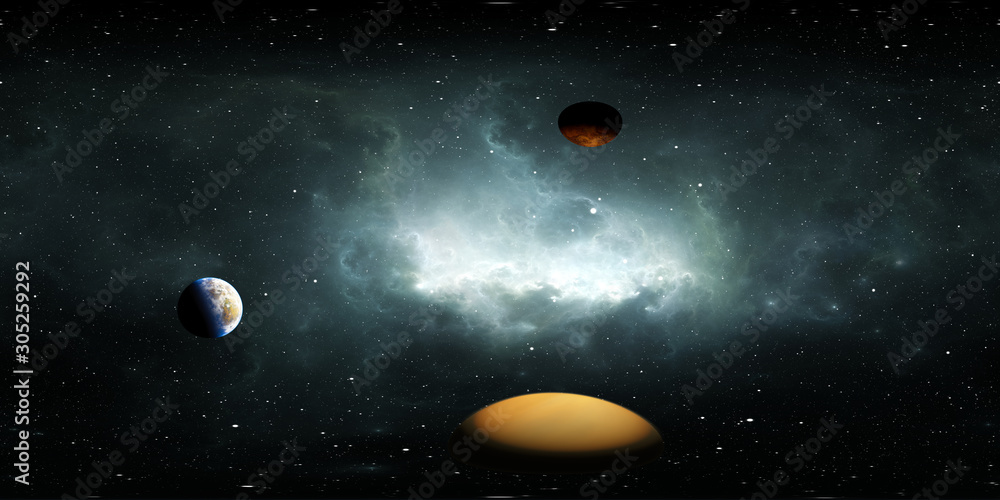 360 degree space background with Exoplanets or Extrasolar planets ...