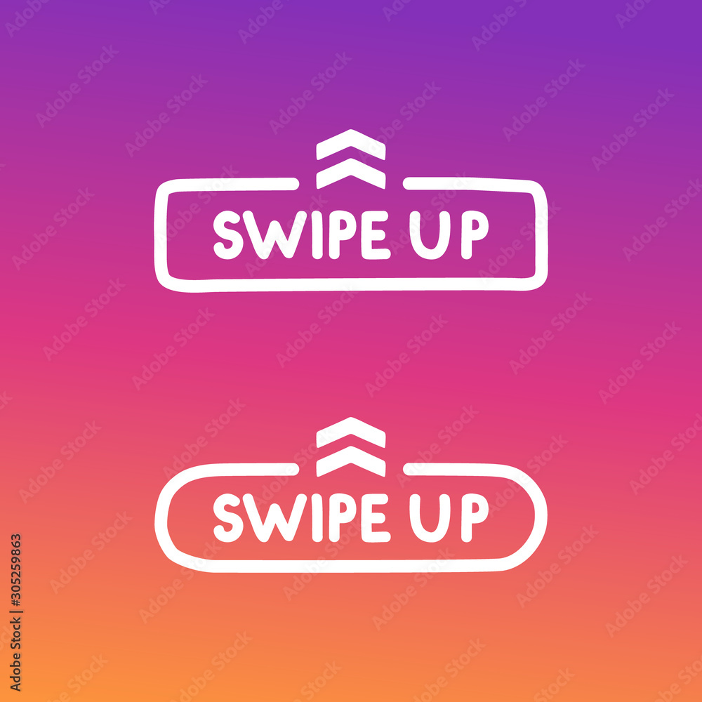 Hand drawn swipe up icon set isolated on trendy gradient background for ...