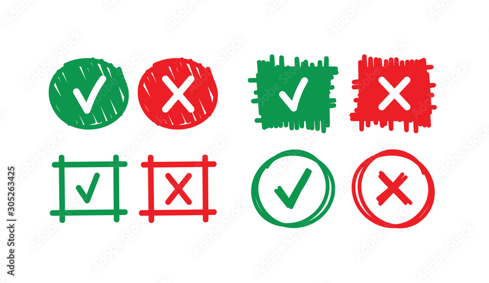 approval and cancellation signs. yes and no symbols. positive and ...