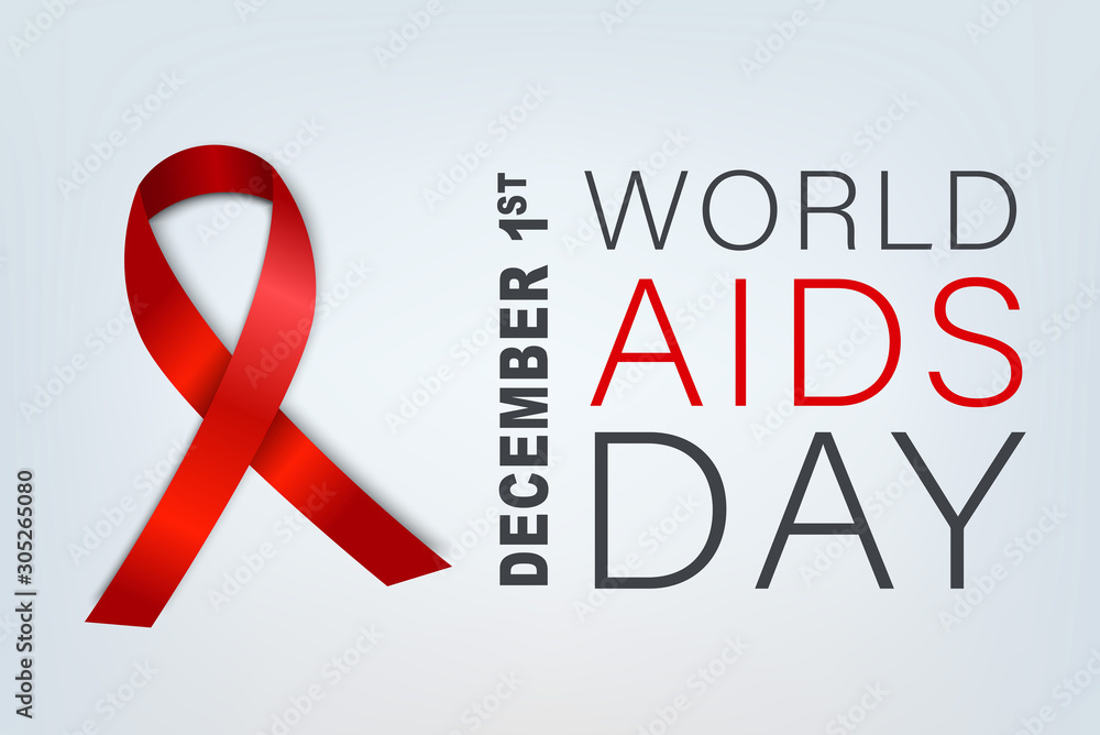 AIDS awarness day. Red ribbon. HIV prevention campaign concept. Vector ...