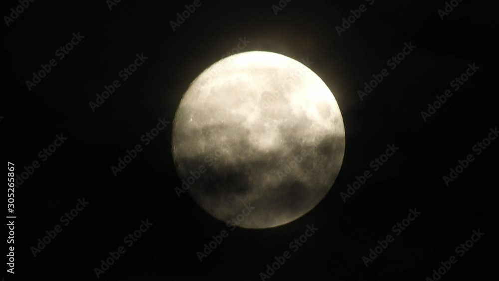 moon at night with cloud real time. 4k video full moon in the black sky ...