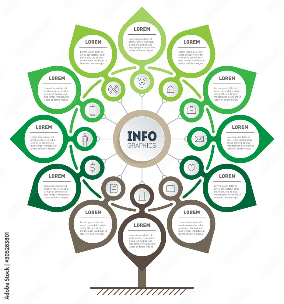 Business presentation or infographics concept with 12 steps ...