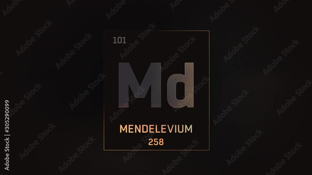 Mendelevium as Element 101 of the Periodic Table. Seamlessly looping 3D ...