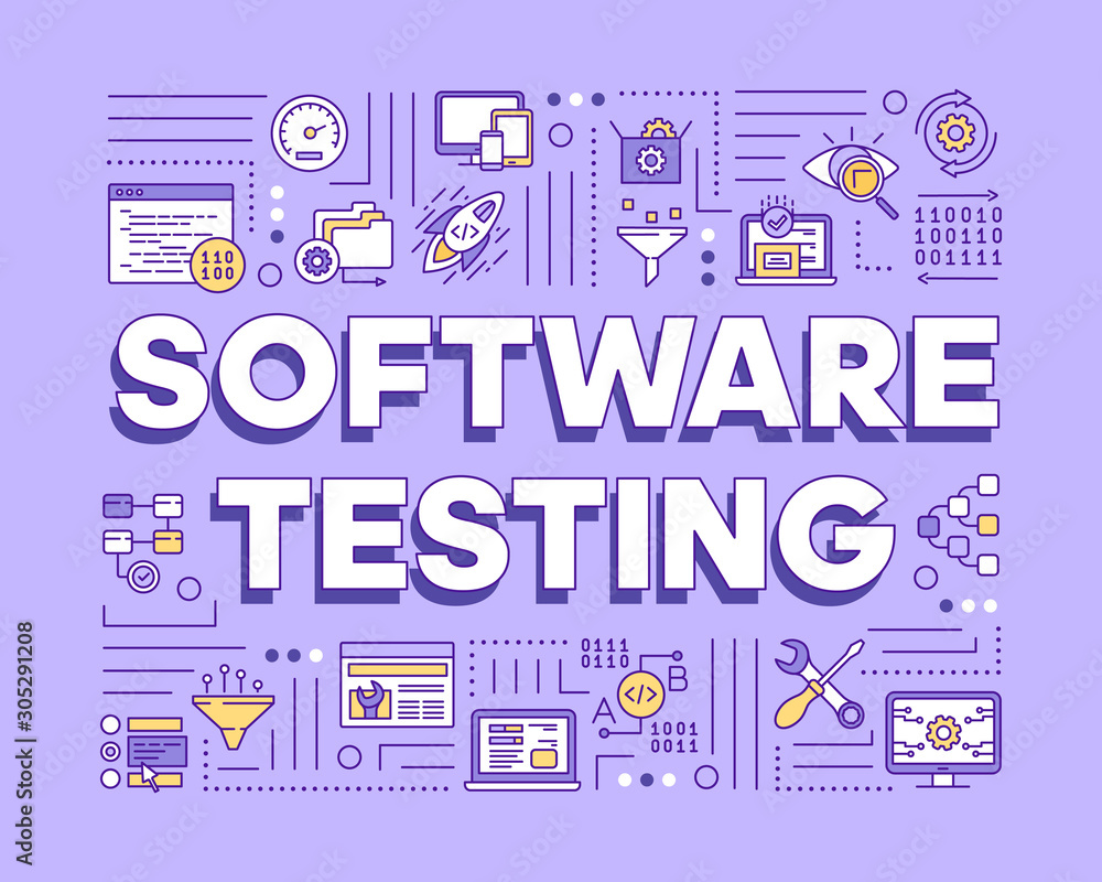 Software testing violet word concepts banner. Examine computer program ...
