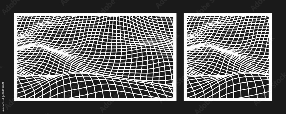 Laser cutting template for decorative panel. Abstract landscape mesh ...