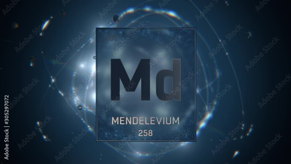 Mendelevium as Element 101 of the Periodic Table. Seamlessly looping 3D ...