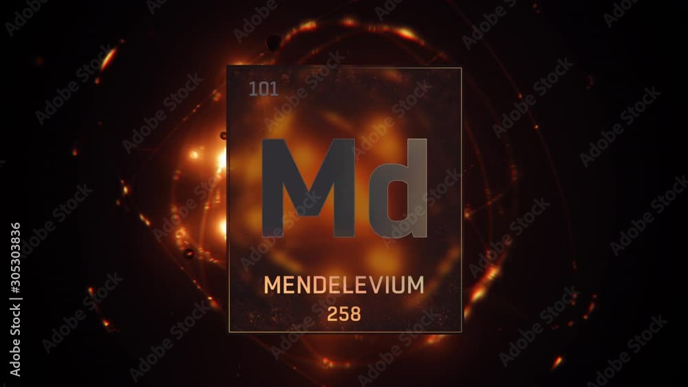 Mendelevium as Element 101 of the Periodic Table. Seamlessly looping 3D ...