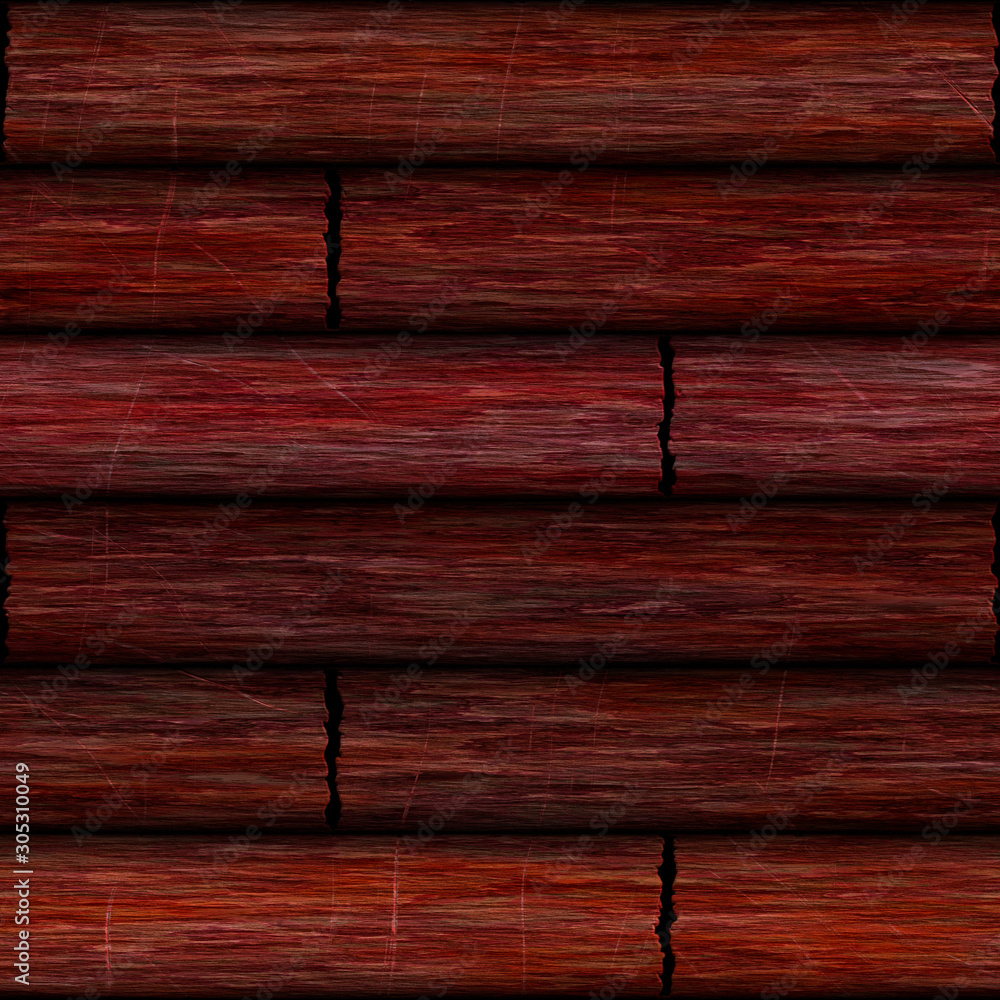 Cottage wooden log wall in the forest, traditional old architecture ...