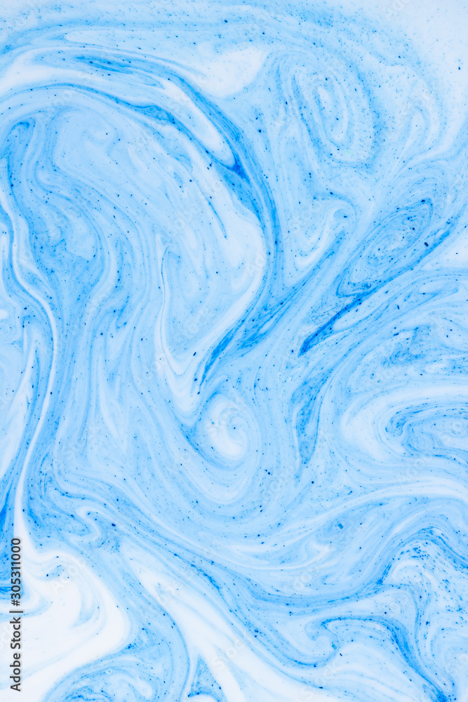 Fluid Art with white blue color. Abstract multicolored background. Blue ...