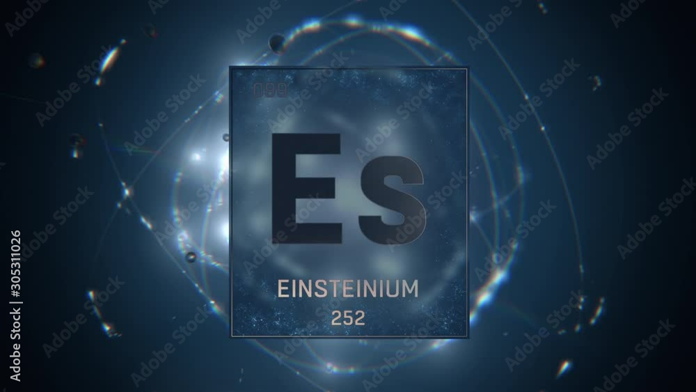 Einsteinium as Element 99 of the Periodic Table. Seamlessly looping 3D ...