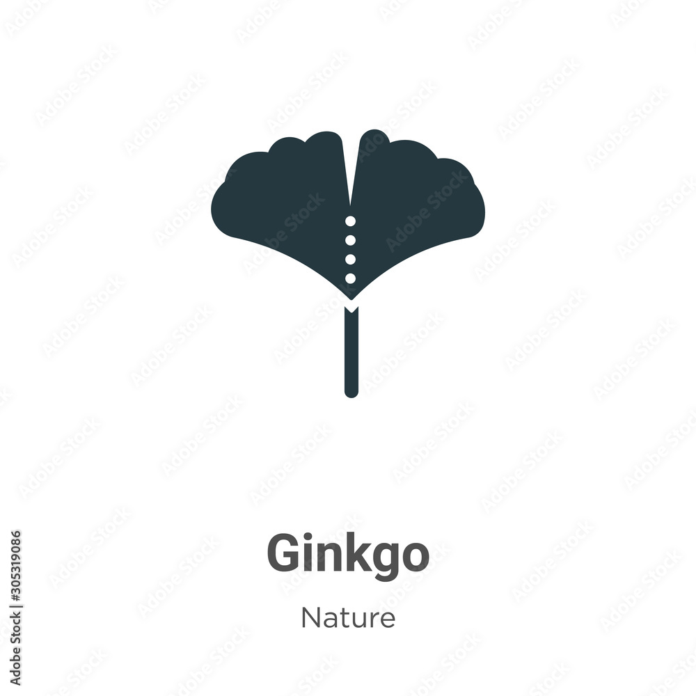 Ginkgo vector icon on white background. Flat vector ginkgo icon symbol sign from modern nature ...
