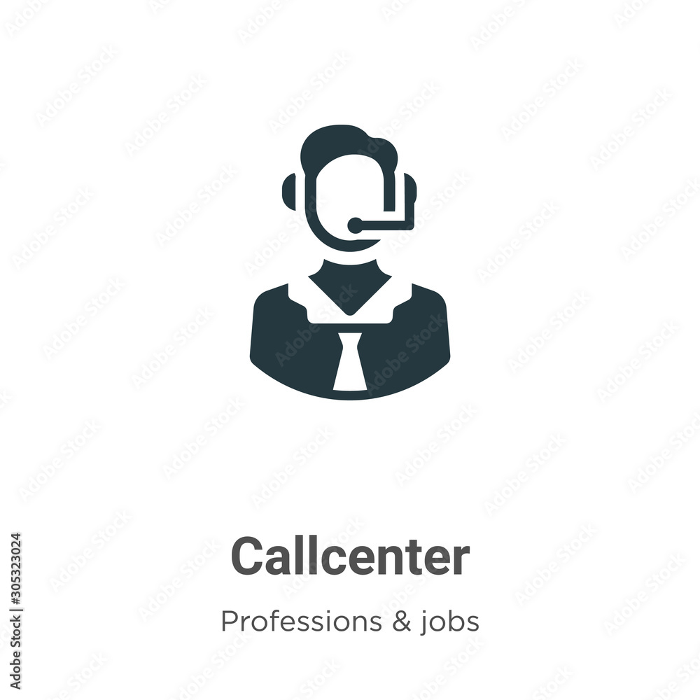Callcenter vector icon on white background. Flat vector callcenter icon ...