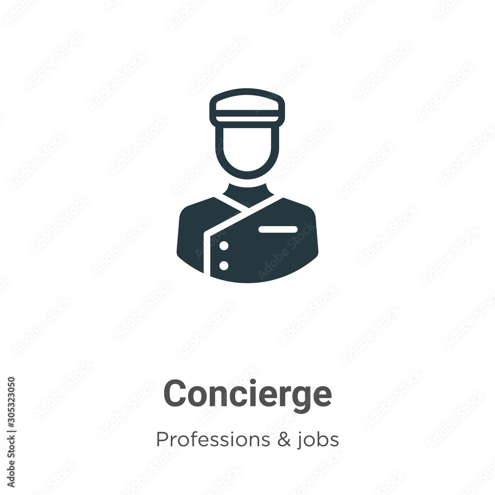 Concierge vector icon on white background. Flat vector concierge icon ...