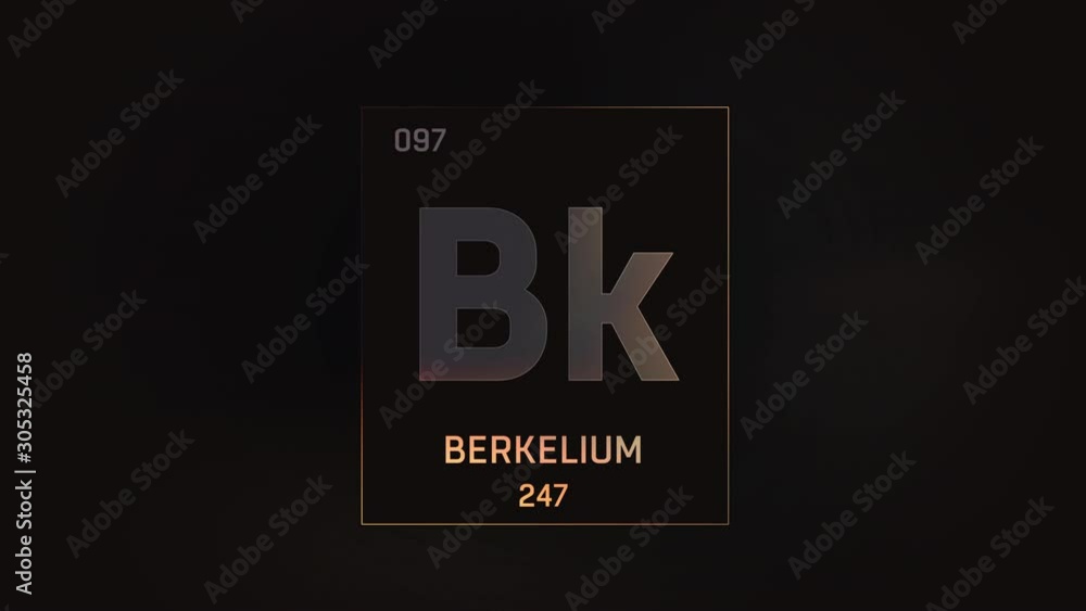 Berkelium as Element 97 of the Periodic Table. Seamlessly looping 3D ...