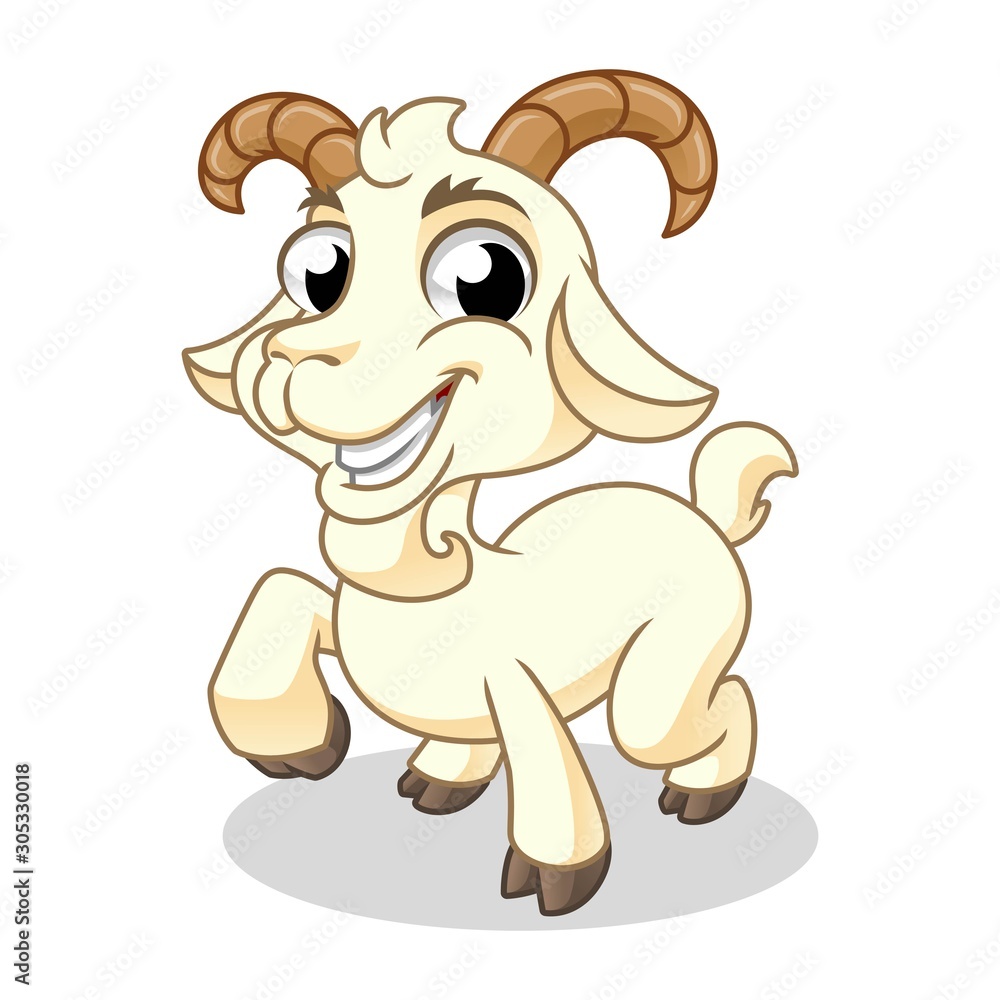 Goat Standing with Raise His Feet, Mammal Animal, Cartoon Vector ...