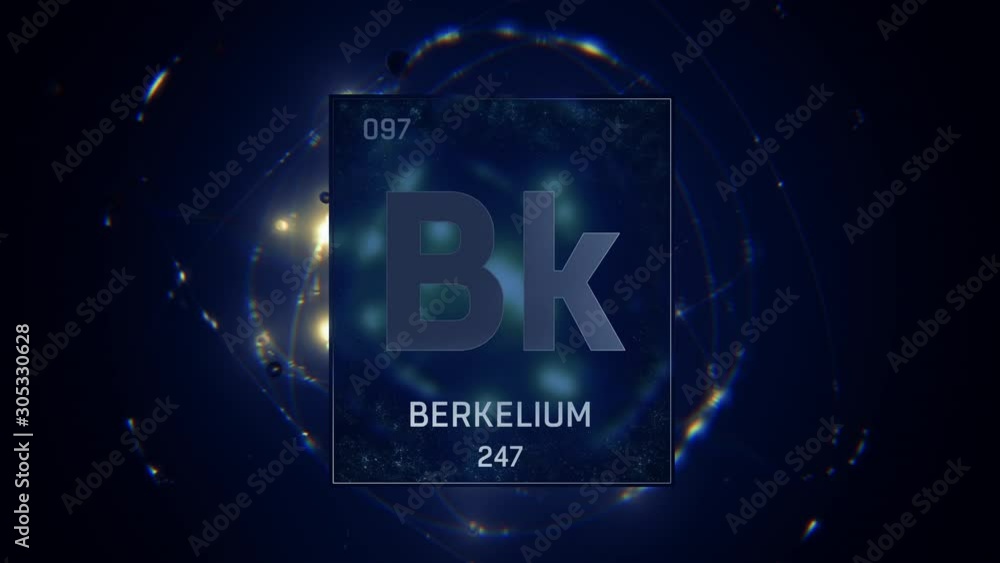 Berkelium as Element 97 of the Periodic Table. Seamlessly looping 3D ...