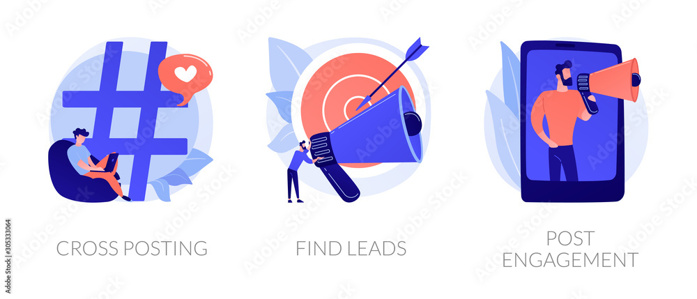 Modern promotion methods icons set. Marketing network. SMM business ...