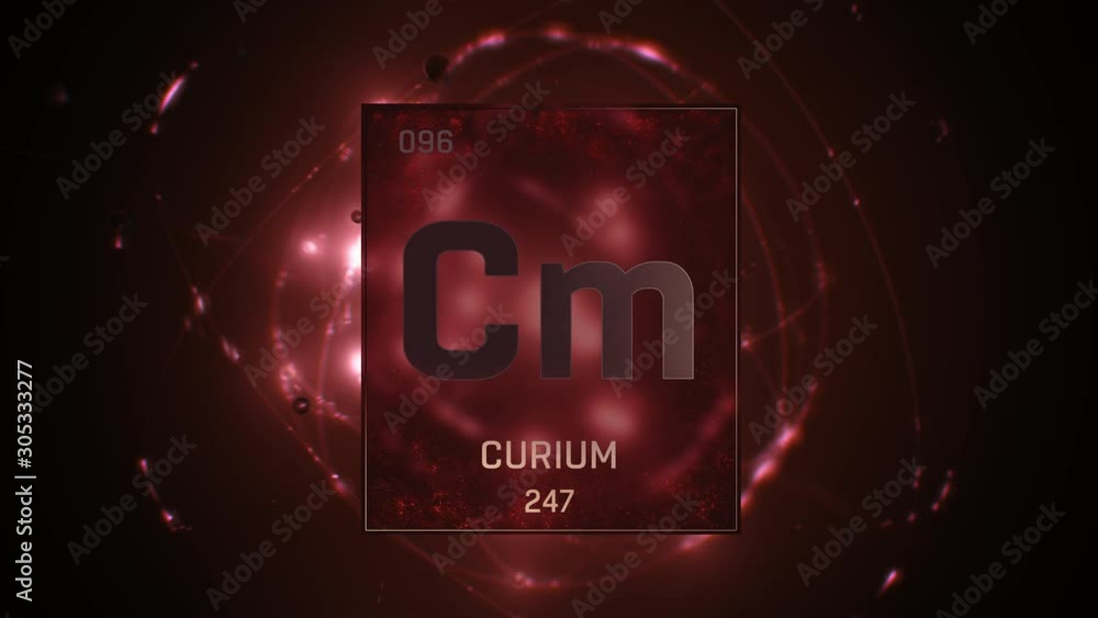 Curium as Element 96 of the Periodic Table. Seamlessly looping 3D ...