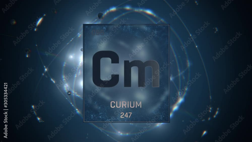 Curium as Element 96 of the Periodic Table. Seamlessly looping 3D ...