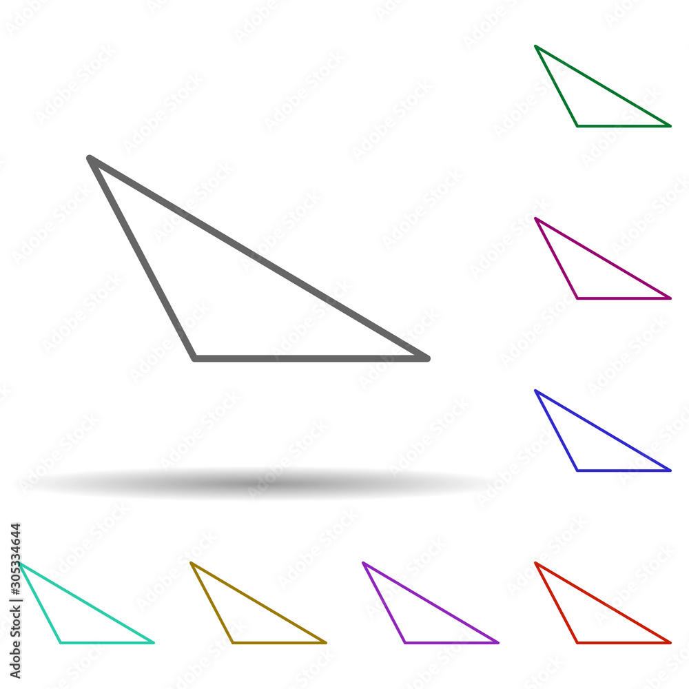 Isosceles triangle multi color icon. Simple thin line, outline vector ...