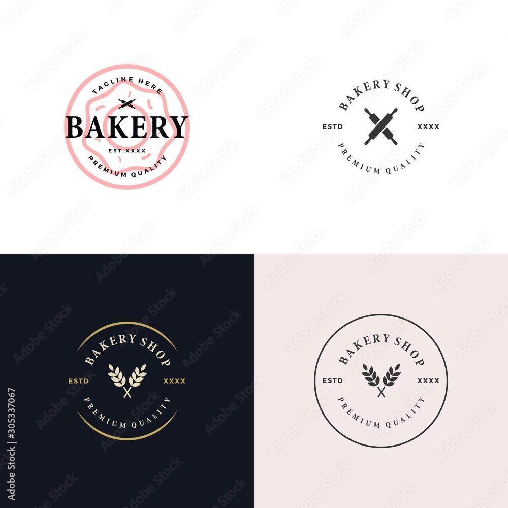 Set Bakery shop logo design vector illustration Stock Vector | Adobe Stock