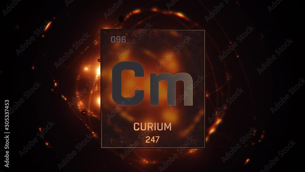 Curium as Element 96 of the Periodic Table. Seamlessly looping 3D ...