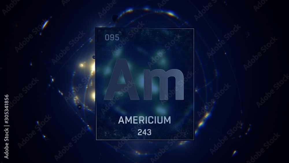 Americium as Element 95 of the Periodic Table. Seamlessly looping 3D ...