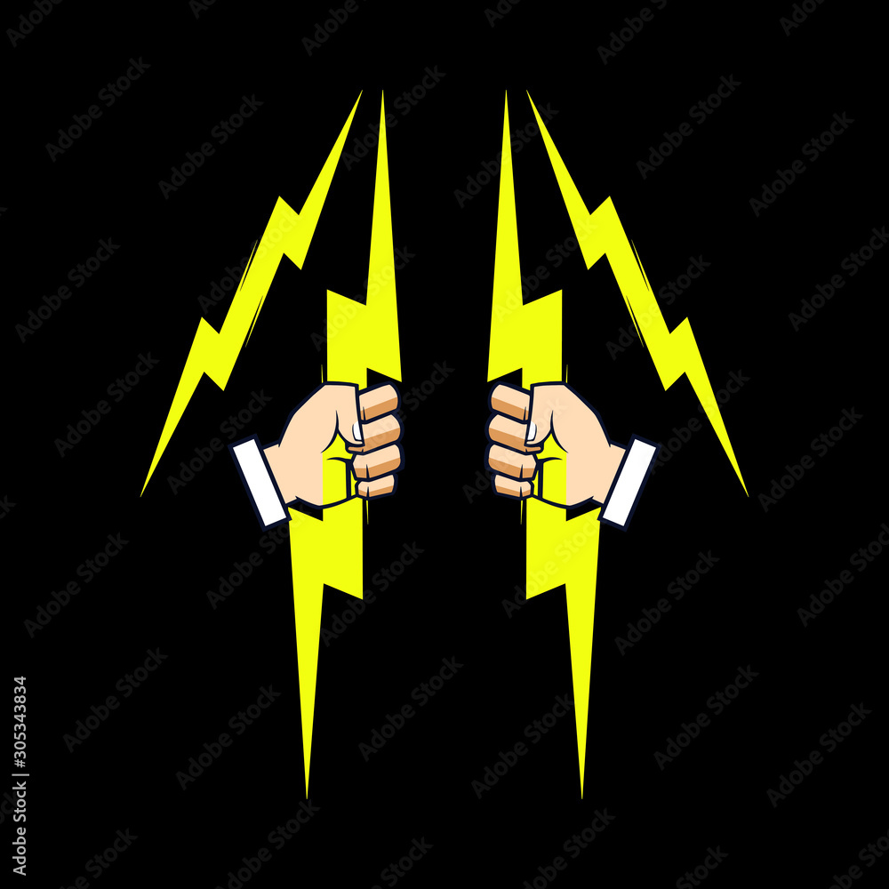 Hand holding lightning bolt Stock Vector | Adobe Stock