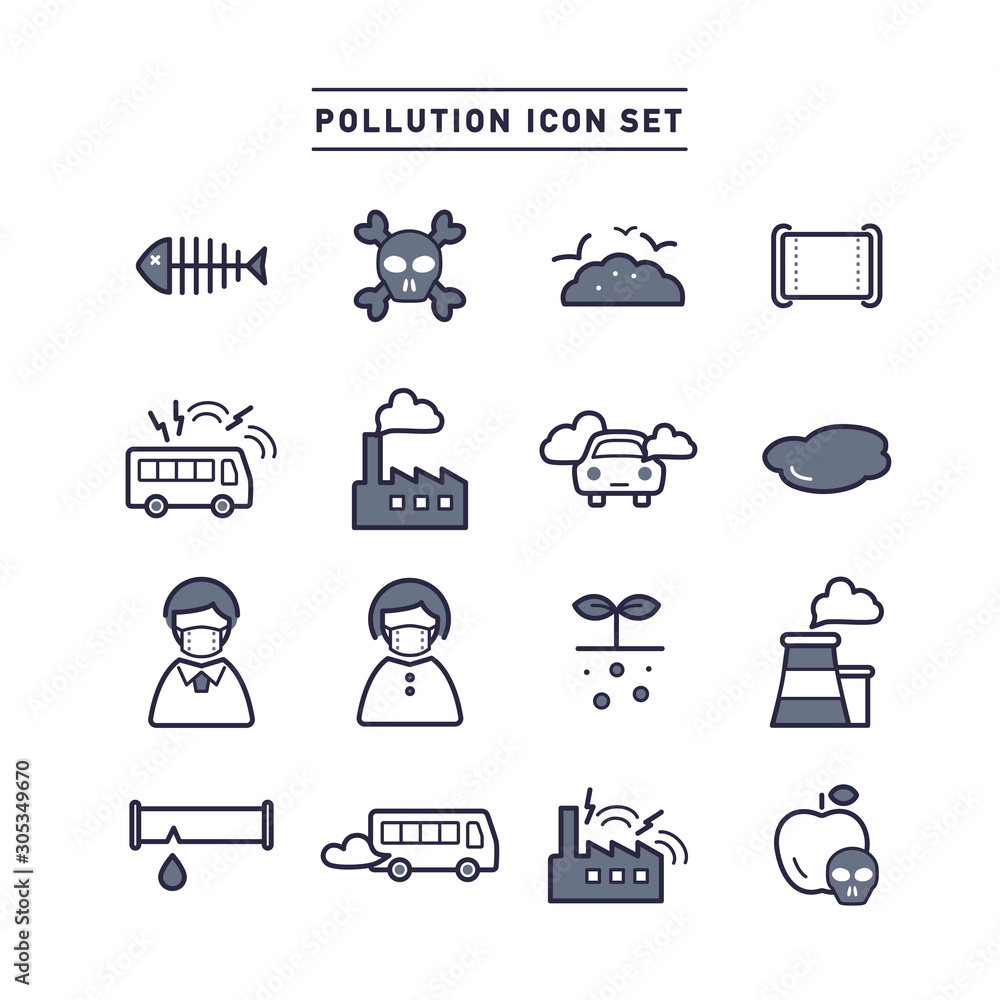 POLLUTION ICON SET Stock Vector | Adobe Stock