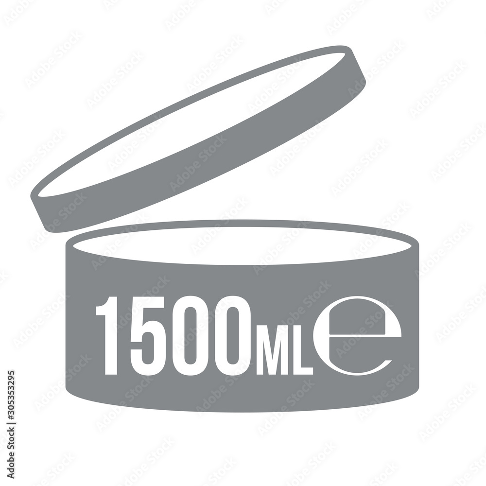 Liter l sign (mark) estimated volumes 1500 milliliters (ml) Vector ...