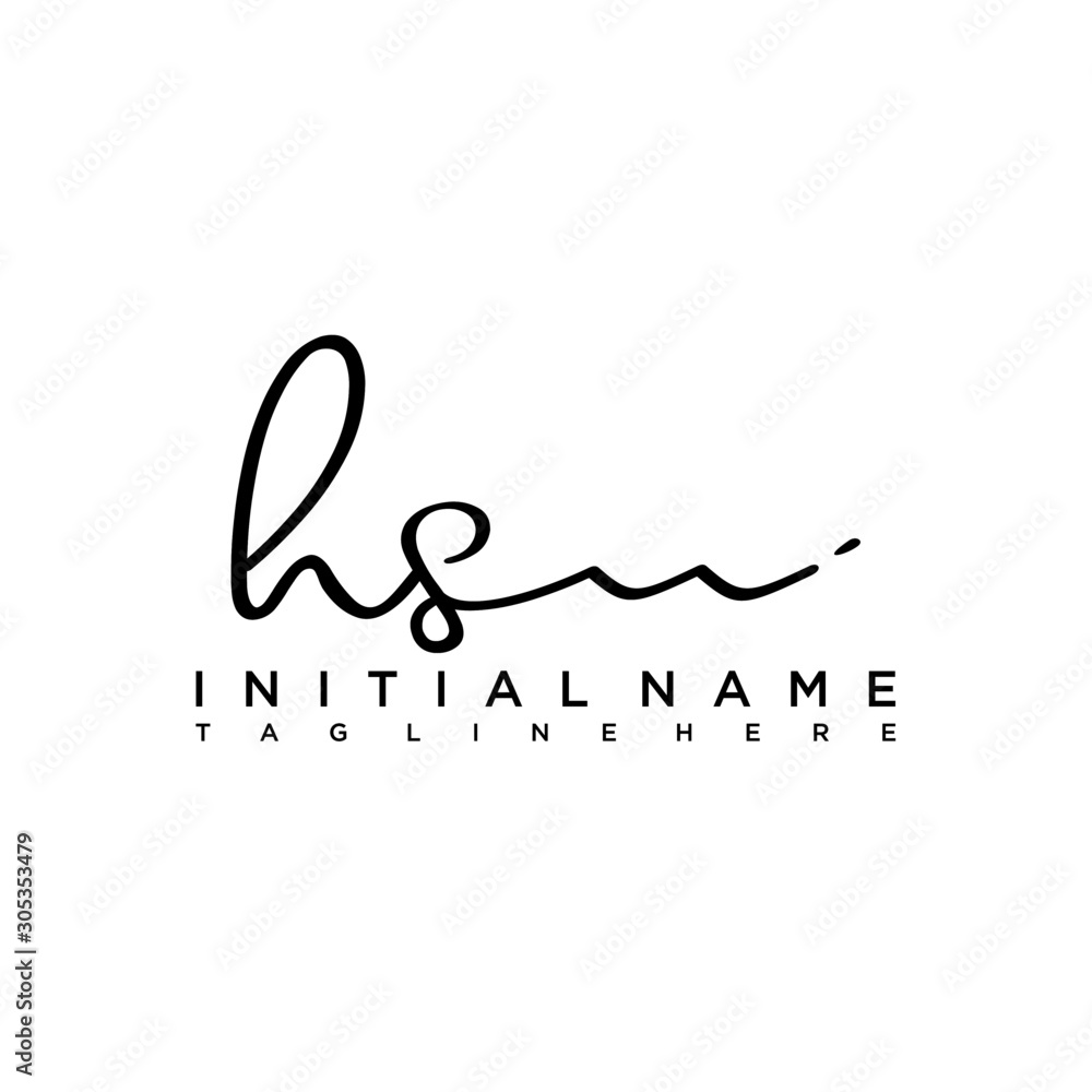 Initial letter HS Signature handwriting Logo Vector Stock Vector ...