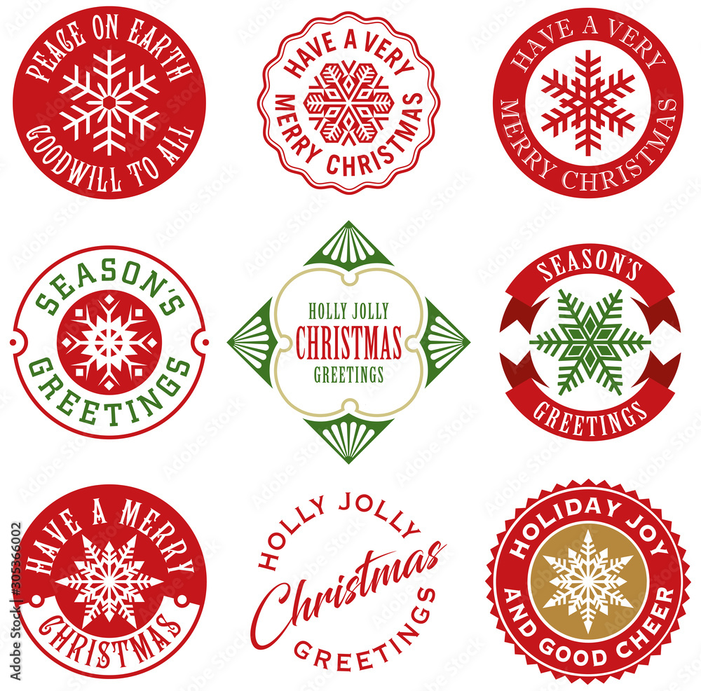 Collection of vintage Christmas labels. Ideal for gift tags and ...
