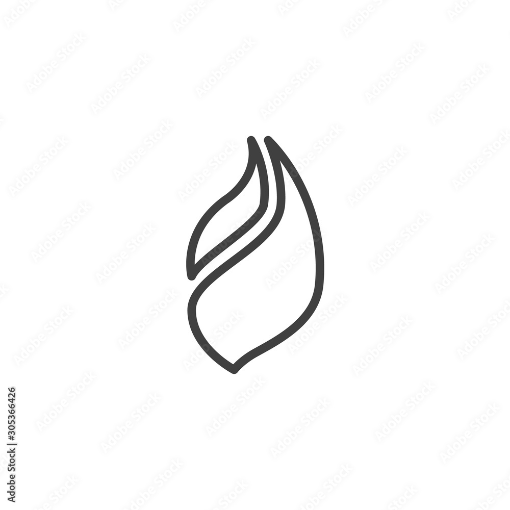 Hot flaming line icon. Bonfire linear style sign for mobile concept and ...
