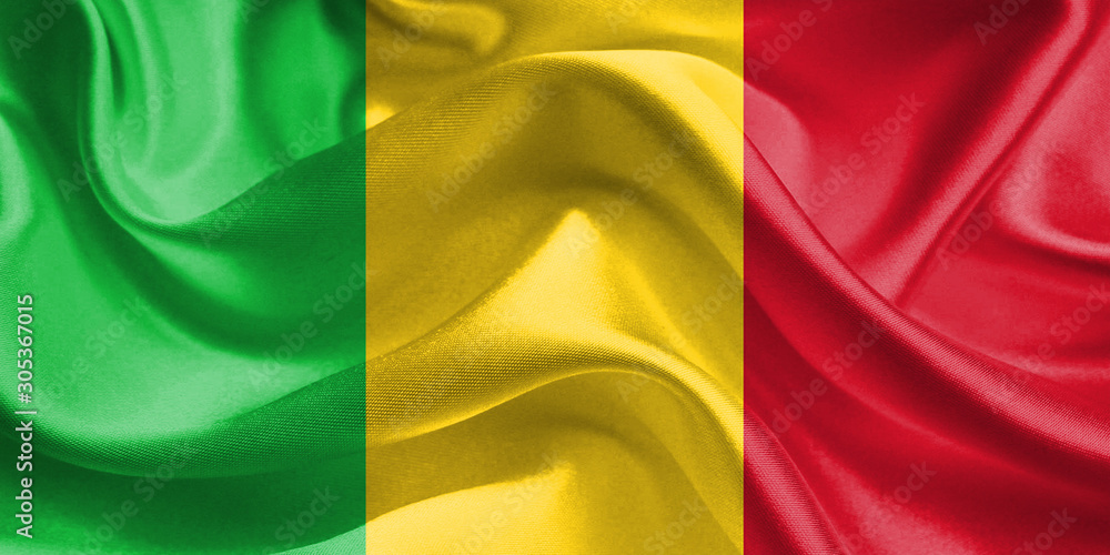 Mali Flag. Waving Rippled Flags. 3D Realistic Background Illustration in Silk Fabric Texture ...