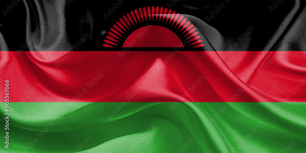 Malawi Flag. Waving Rippled Flags. 3D Realistic Background Illustration in Silk Fabric Texture ...