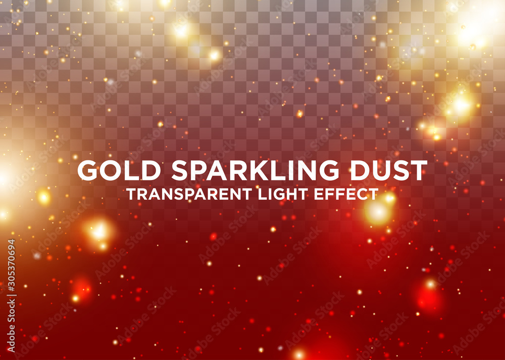 Transparent Light Effect. Gold Sparkling Dust. Design Element for ...