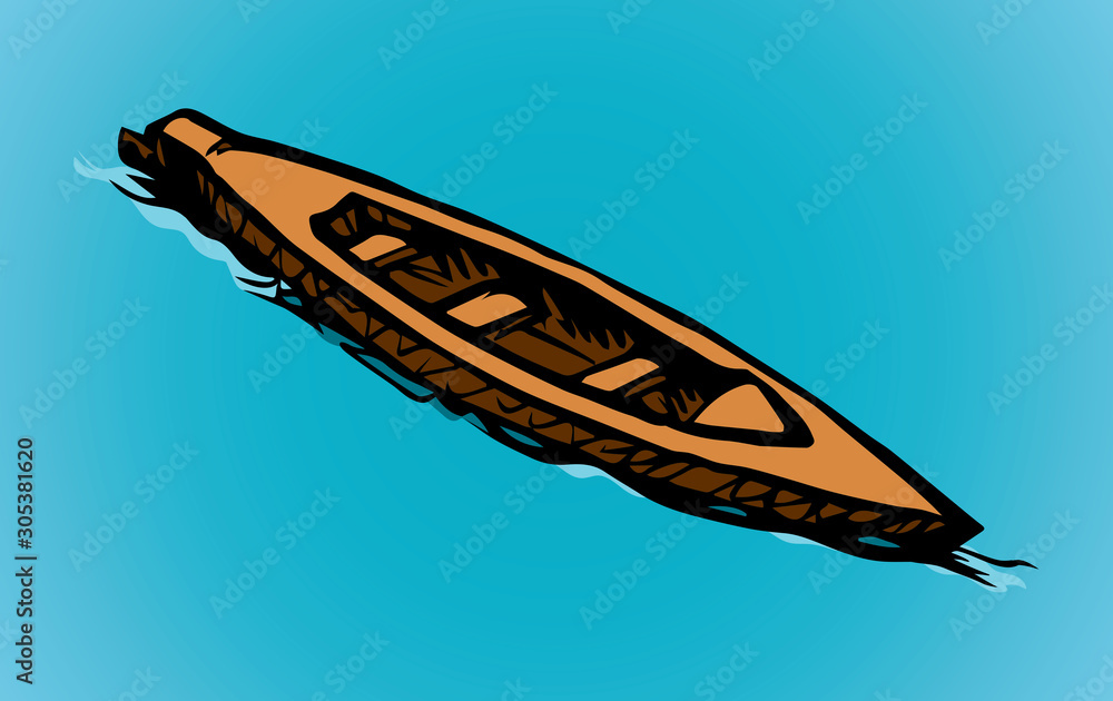 Old wooden boat. Vector drawing Stock Vector | Adobe Stock