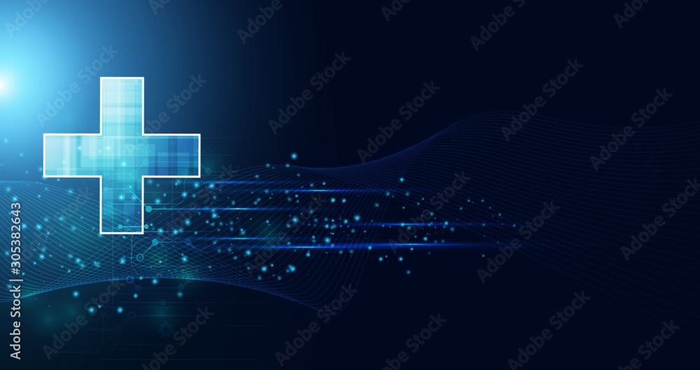 Abstract health science consist health plus digital technology concept ...