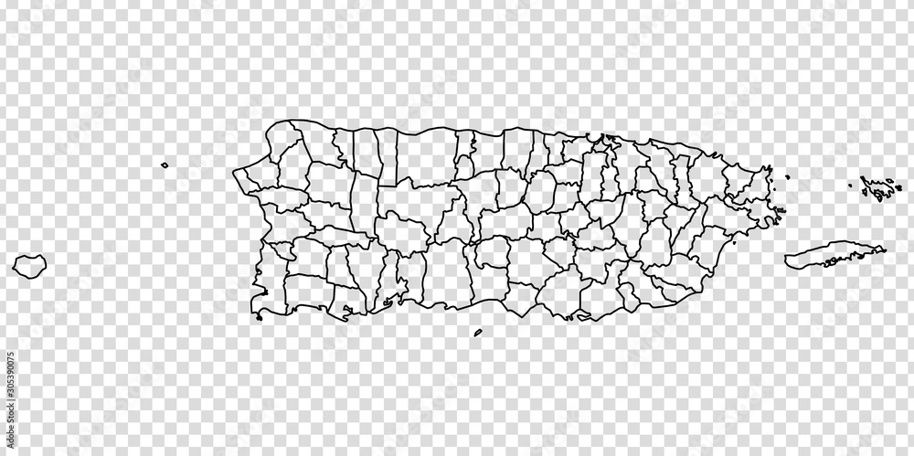 Blank map of Puerto Rico. High quality map Commonwealth of Puerto Rico ...