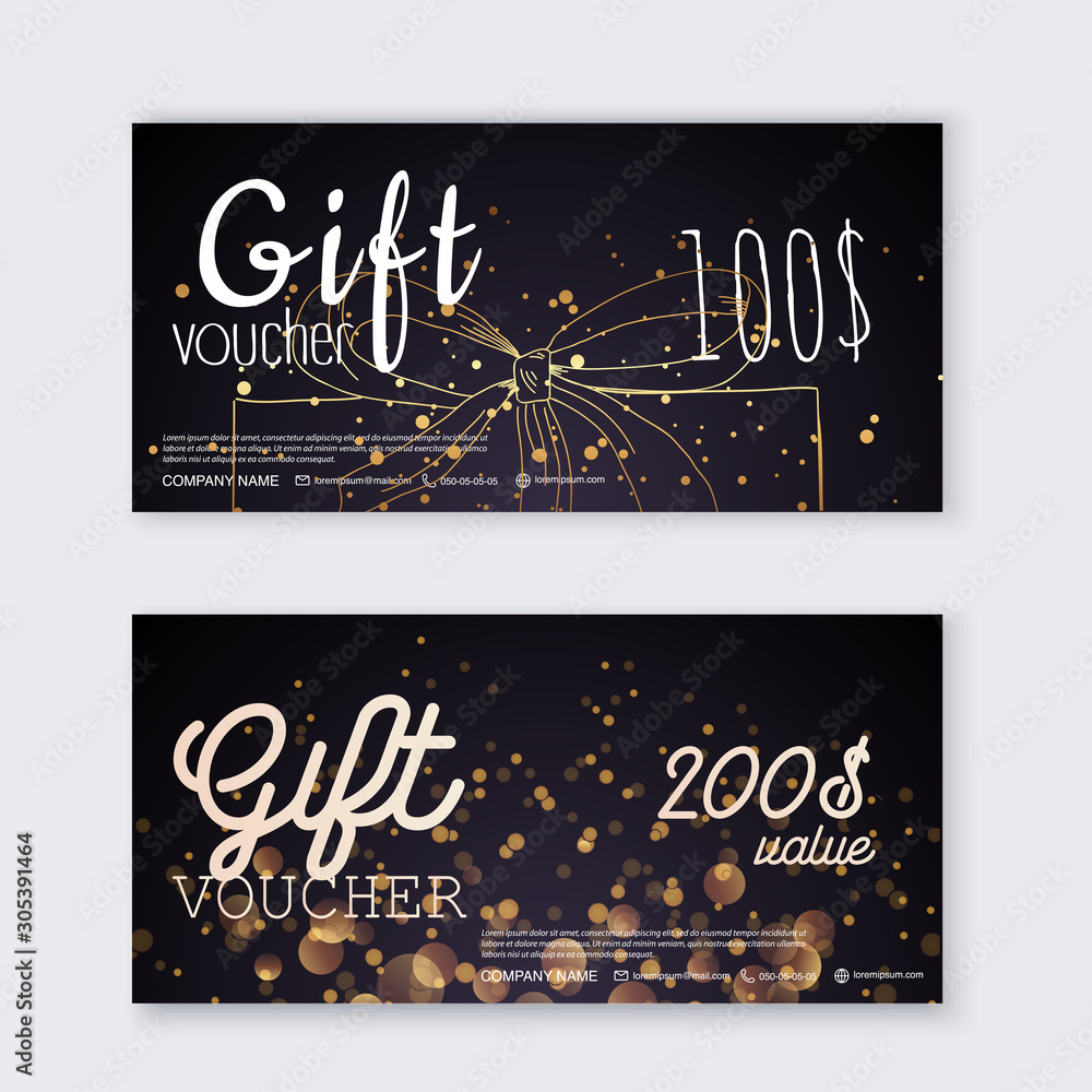 Voucher template with color gift box,certificate. Background design ...