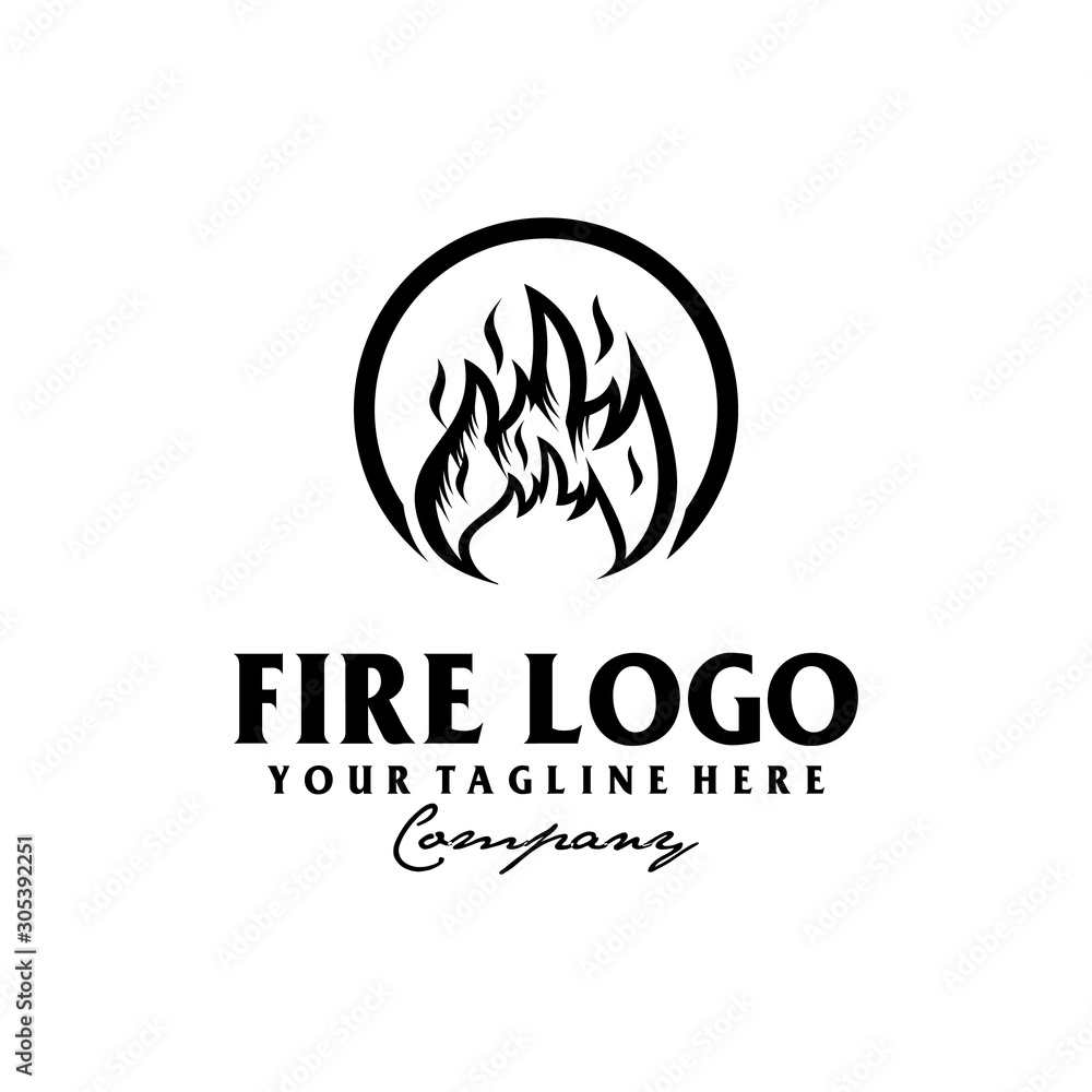 Fire retro minimalist logo design inspiration Stock Vector | Adobe Stock