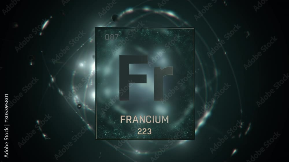 Francium as Element 87 of the Periodic Table. Seamlessly looping 3D ...
