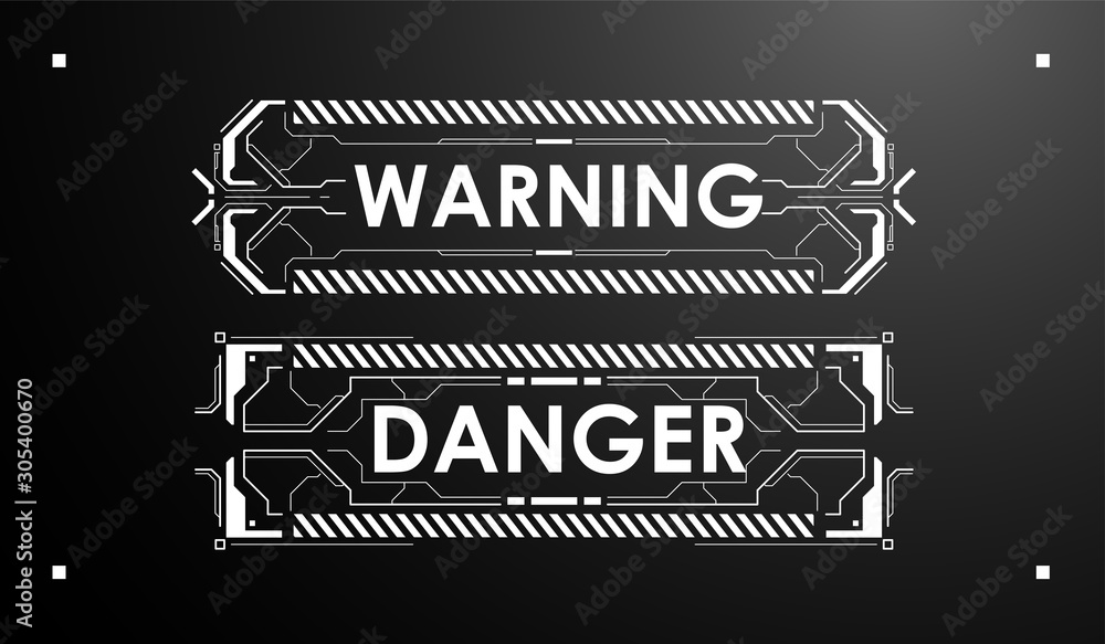 Warning. Conceptual Layout with HUD elements for print and web ...