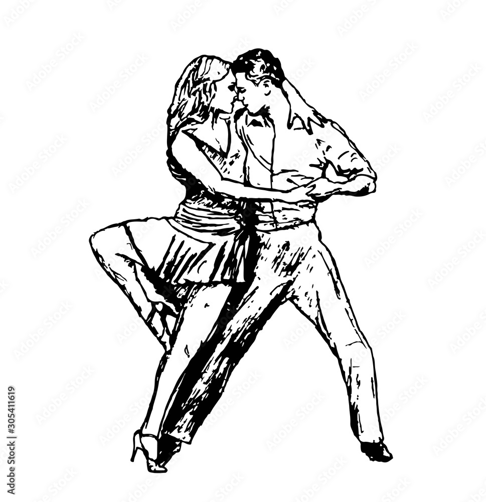 Couple dancing passionate dance. Suitable for argentine tango, samba ...