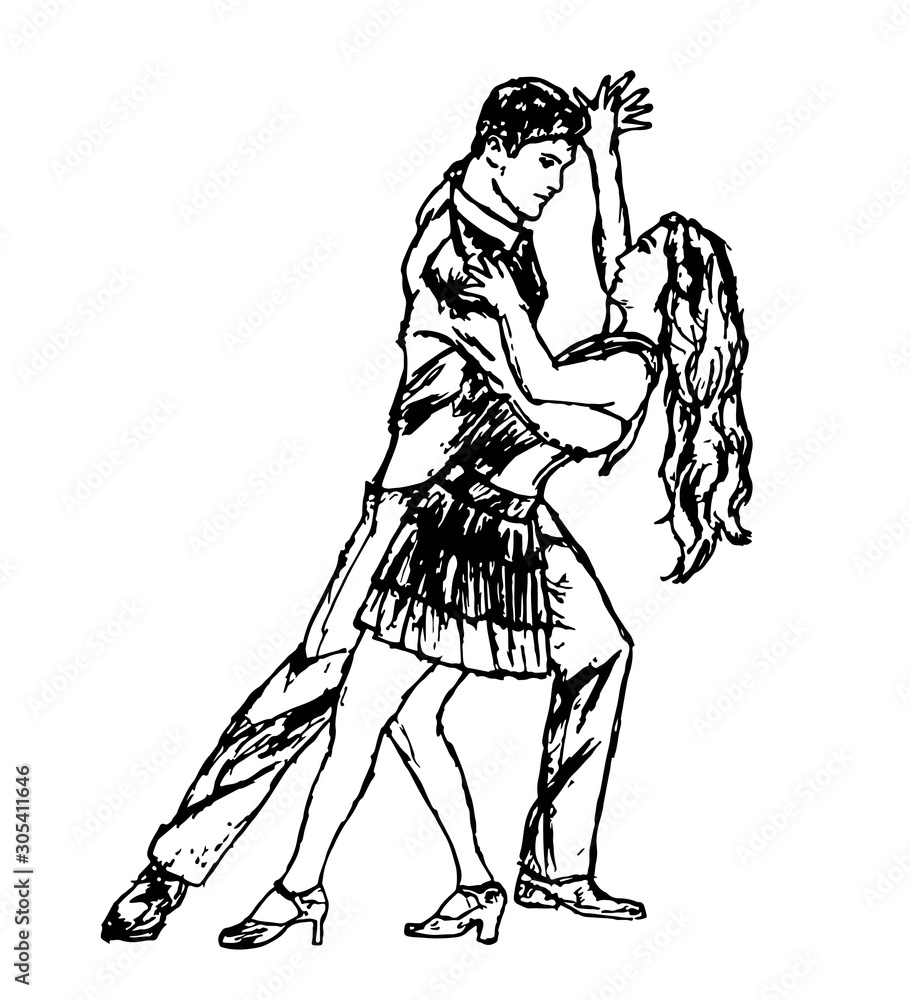 Couple dancing passionate dance. Suitable for argentine tango, samba ...