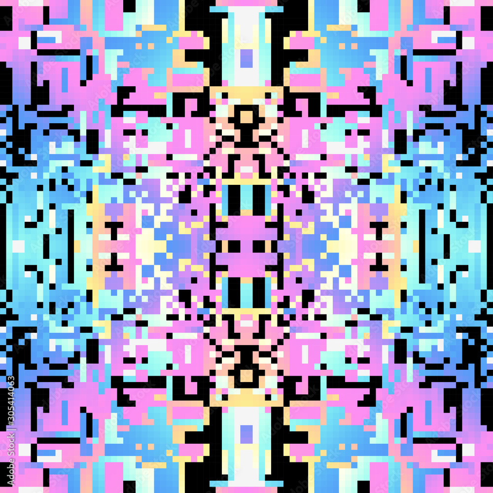 Abstract geometric pattern in low poly style. Pixel art style. Vector ...