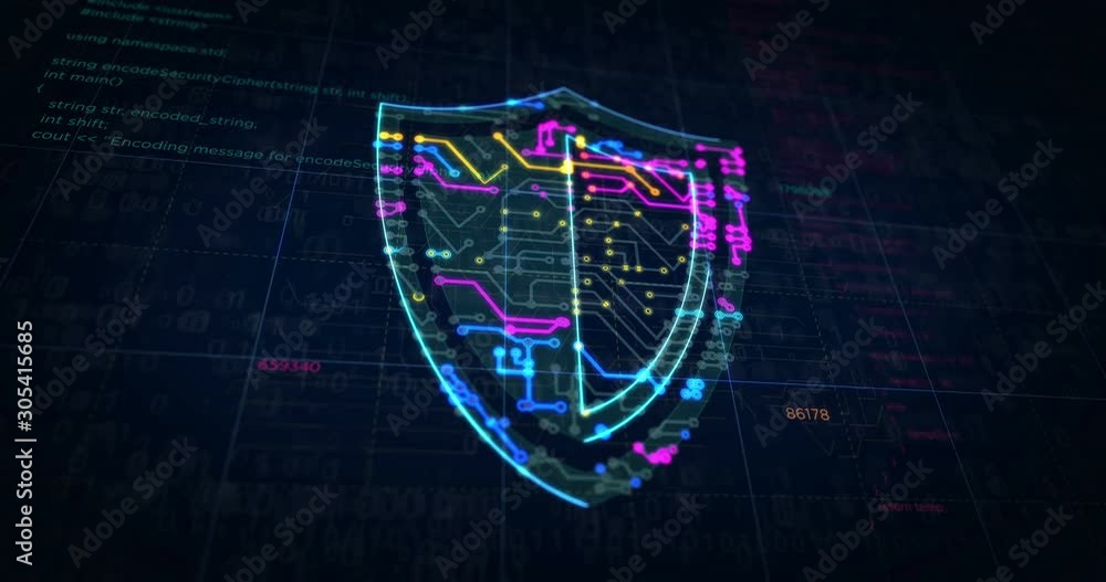 Cyber security shield icon project creating. Abstract concept of ...