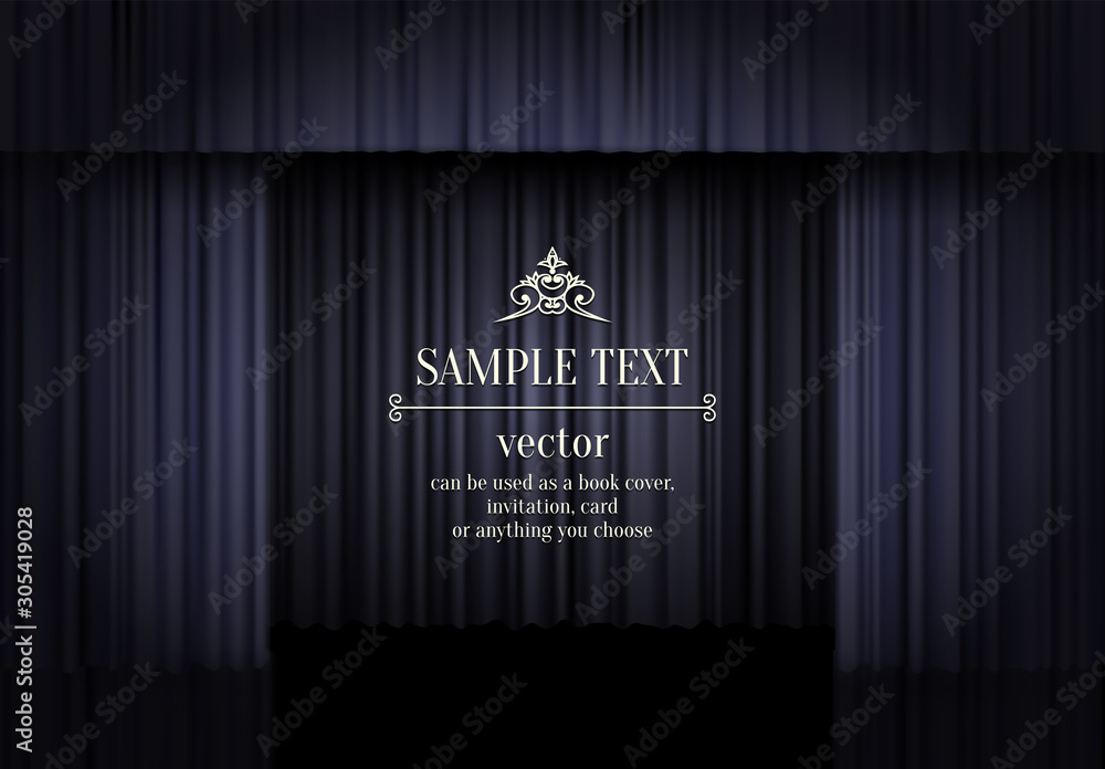 Black curtain theatre stage luxury abstract background with vintage ...